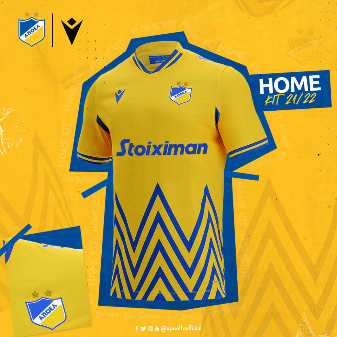 Novas camisas do APOEL FC 2021-2022 Macron » Mantos do Futebol