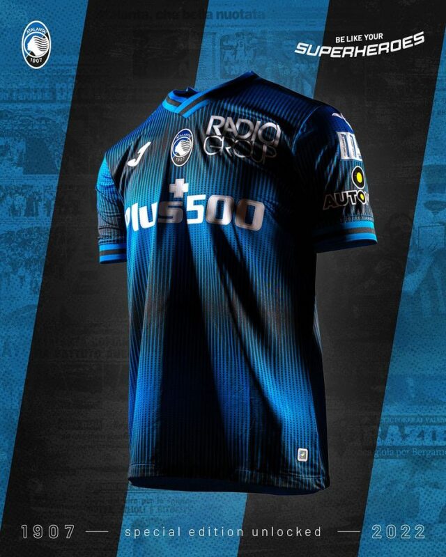 Nova camisa de 115 anos da Atalanta 2022-2023 JOMA » MDF