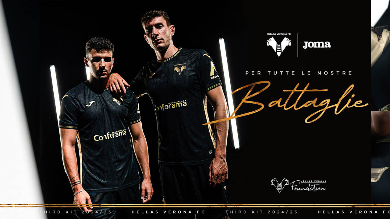 Nova terceira camisa do Hellas Verona 2024-2025 JOMA » Mantos do Futebol